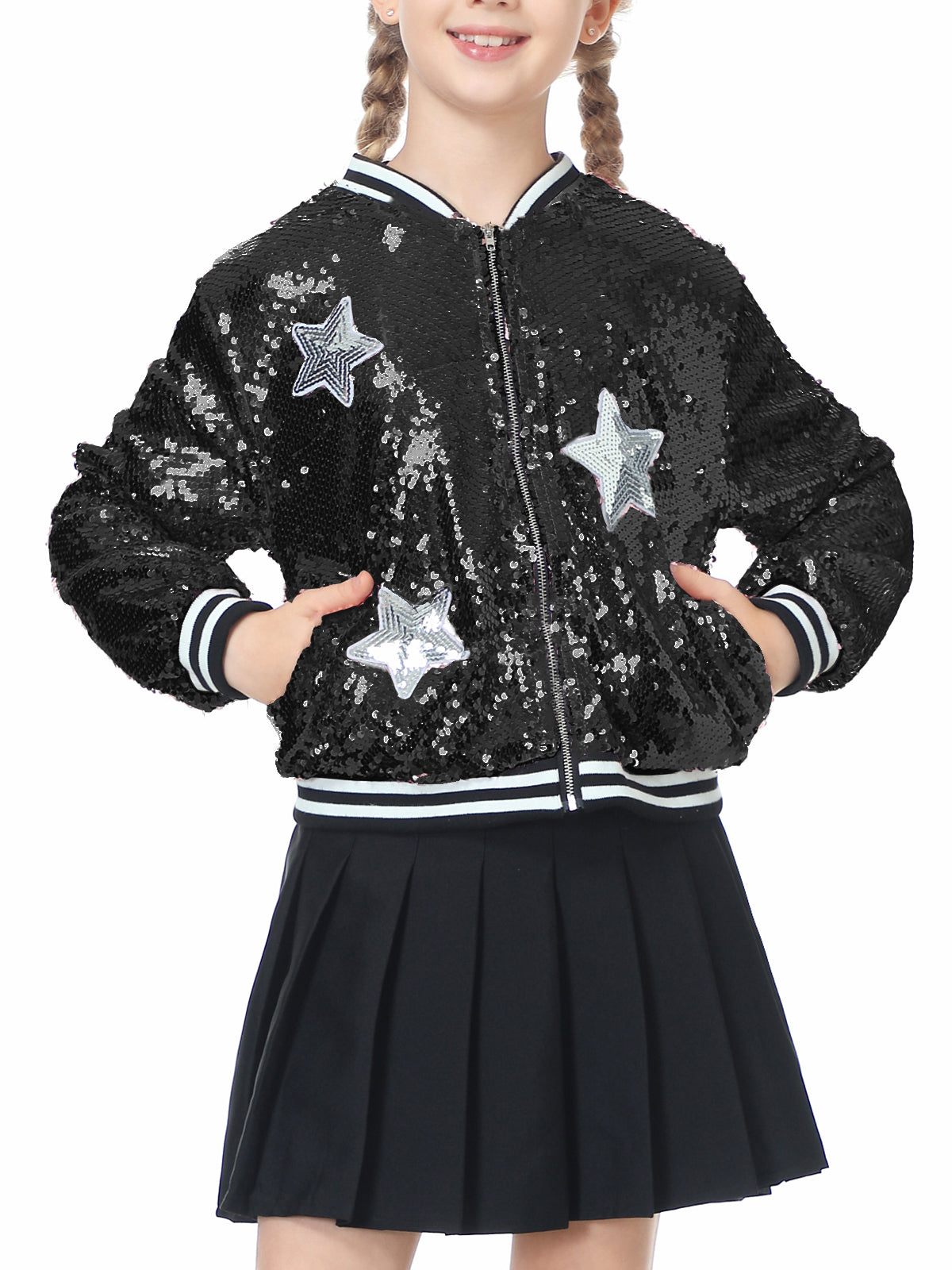 Girls Sequin Jacket Long Sleeve Kids Bomber Coats – LOlanta Official Site